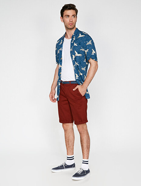 Koton Erkek Cep Detaylı Kemerli Slim Fit Şort