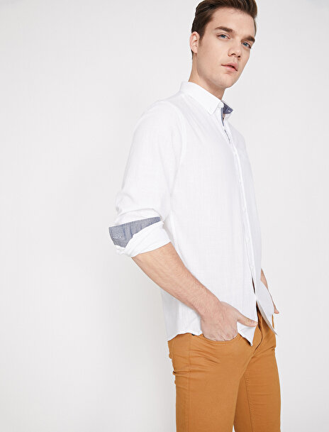 Koton Erkek Fleto Cepli Klasik Yaka Uzun Kollu Casual Gömlek