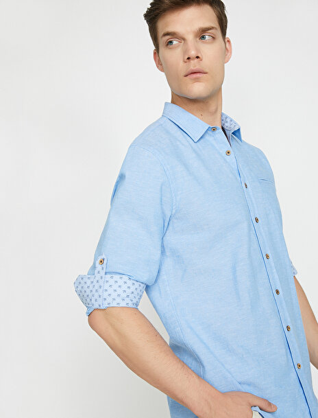 Koton Erkek Fleto Cepli Klasik Yaka Uzun Kollu Casual Gömlek