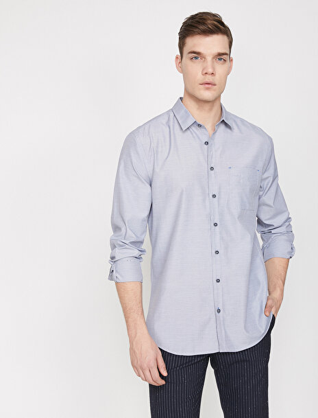 Koton Erkek Tek Cepli Uzun Kollu Klasik Yaka Casual Gömlek