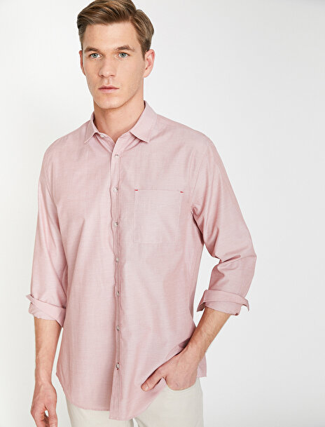 Koton Erkek Tek Cepli Uzun Kollu Klasik Yaka Casual Gömlek