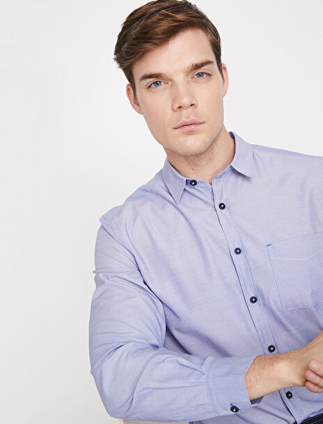 Koton Erkek Tek Cepli Uzun Kollu Klasik Yaka Casual Gömlek