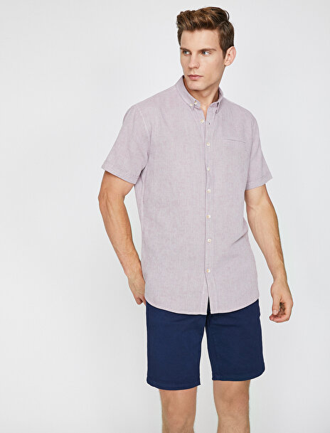 Koton Erkek Fleto Cepli Slim Fit Cebi Düğme Detaylı Kısa Kollu Gömlek Koton Erkek Fleto Cepli Slim Fit Cebi Düğme Detaylı Kısa Kollu Gömlek