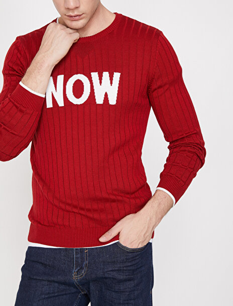 Koton Erkek Yazılı Baskılı Triko Kazak Koton Erkek Yazılı Baskılı Triko Kazak