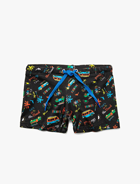 Koton Erkek Çocuk Yazılı Baskılı Deniz Şortu