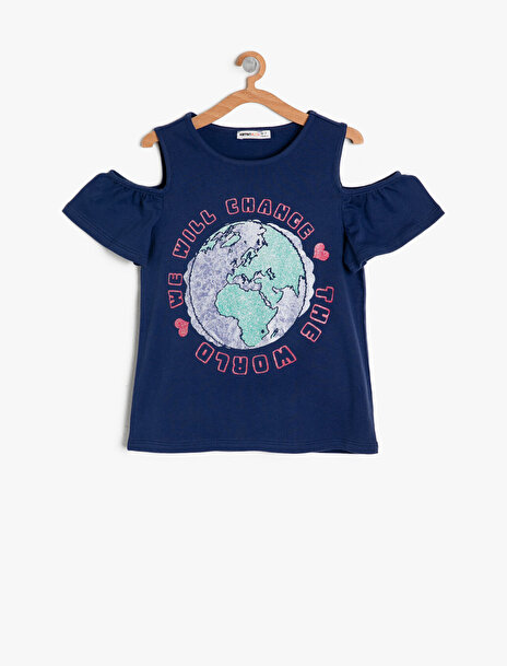 Koton Kız Çocuk Omzu Açık T-Shirt