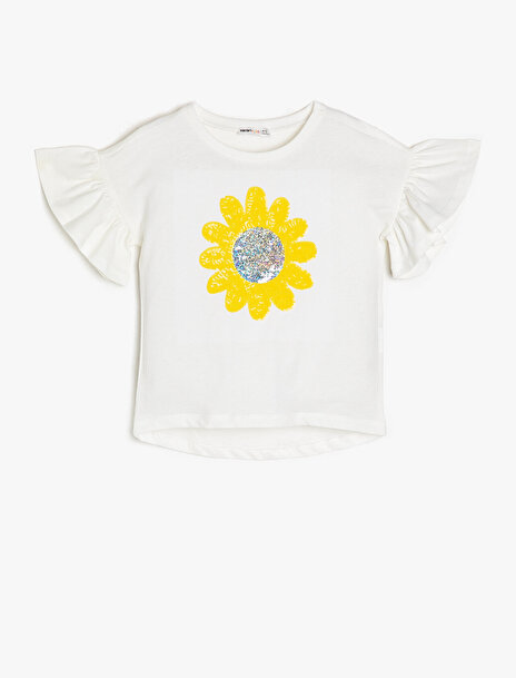 Koton Kız Çocuk Fırfır Detaylı T-Shirt