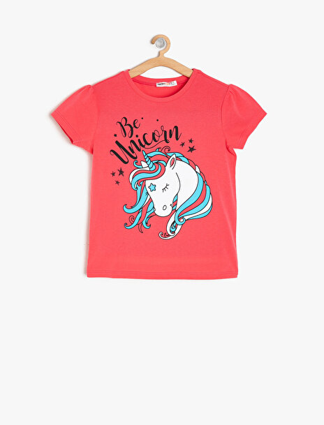 Koton Kız Çocuk Unicorn Baskılı T-Shirt