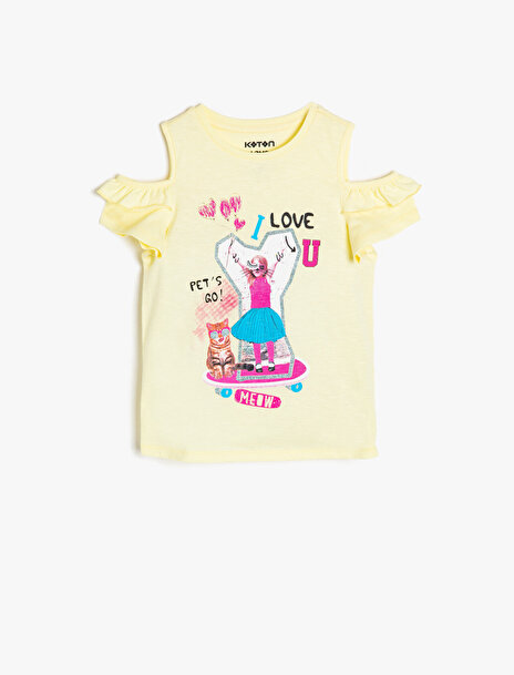 Koton Kız Çocuk Omzu Açık T-Shirt