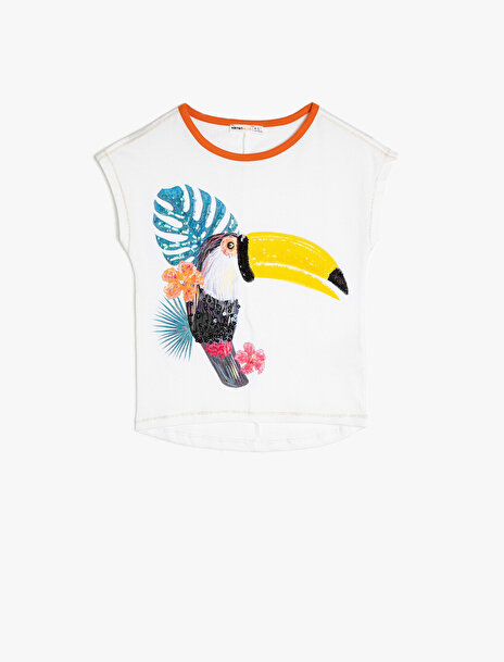 Koton Kız Çocuk Pamuklu Yumuşak Kumaştan Motifli Baskılı Bisiklet Yaka Kısa Kollu Tshirt Koton Kız Çocuk Pamuklu Yumuşak Kumaştan Motifli Baskılı Bisiklet Yaka Kısa Kollu Tshirt