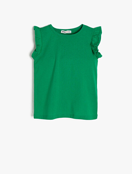 Koton Kız Çocuk Basic Omzu Fırfırlı Pamuklu Yumuşak Kumaştan Atlet