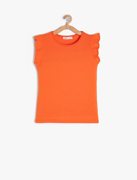 Koton Kız Çocuk Basic Omzu Fırfırlı Pamuklu Yumuşak Kumaştan Atlet