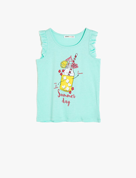 Koton Kız Çocuk Simli Baskılı Omzu Fırfırlı Pamuklu Yumuşak Kumaştan Atlet Koton Kız Çocuk Simli Baskılı Omzu Fırfırlı Pamuklu Yumuşak Kumaştan Atlet