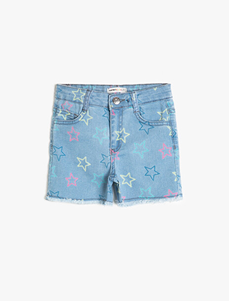 Koton Kız Çocuk Desenli Jean Şort