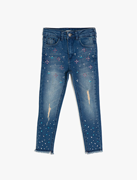 Koton Kız Çocuk Boncuk Detaylı Jean Pantolon