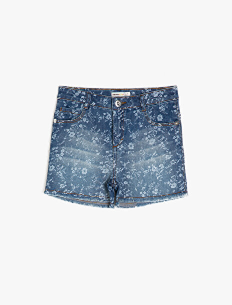 Koton Kız Çocuk Desenli Jean Şort