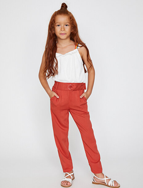 Koton Kız Çocuk Kemer Detaylı Pantolon