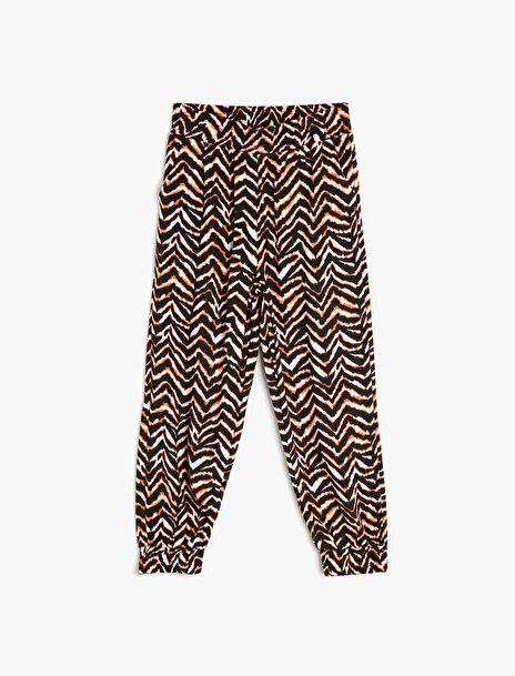 Koton Kız Çocuk Zebra Desenli Dökümlü Kumaştan Beli Lastikli Bol Harem Pantolon