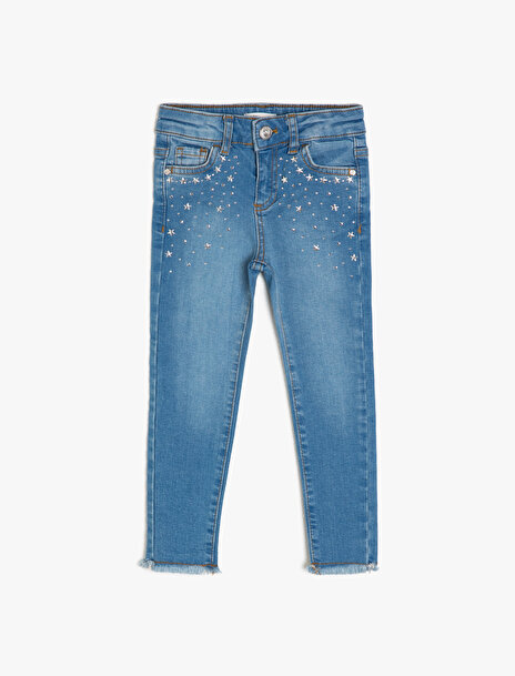 Koton Kız Çocuk işlemeli Jean Pantolon