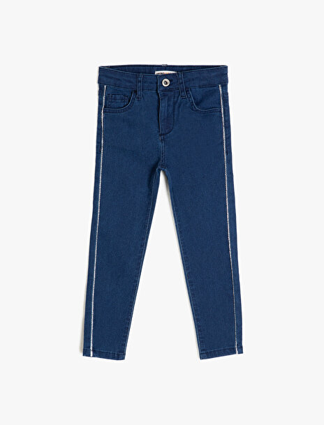Koton Kız Çocuk Biye Detaylı Jean Pantolon
