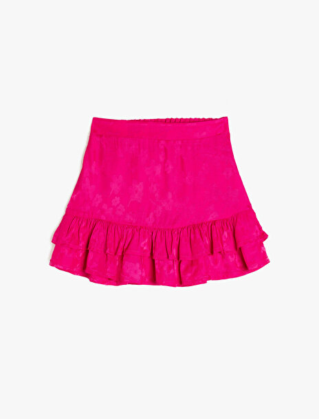 Koton Kız Çocuk Saten Görünümlü Kumaştan Fırfırlı Beli Lastikli Diz Üstü Etek