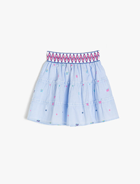 Koton Kız Çocuk Çizgili Poplin Kumaştan Beli Şerit Lastikli Kat Kat Bol Diz Üstü Etek Koton Kız Çocuk Çizgili Poplin Kumaştan Beli Şerit Lastikli Kat Kat Bol Diz Üstü Etek