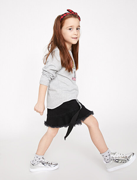 Koton Kız Çocuk Kuş Gözü Detaylı Jean Etek