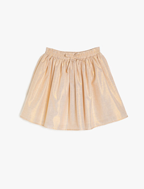 Koton Kız Çocuk Simli Kumaştan Süs Fiyonklu Beli Lastikli Bol Etek