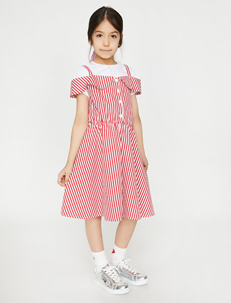 Koton Kız Çocuk Çizgili Elbise