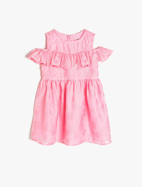 Koton Kız Çocuk Çiçekli Kumaştan Yakası Fırfırlı Belden Oturtmalı Orta Boy Elbise