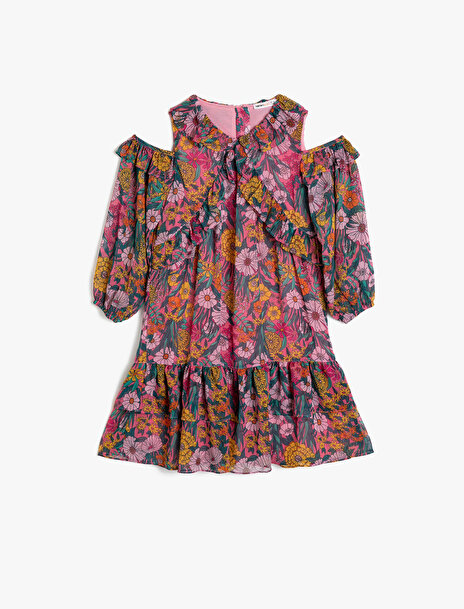 Koton Kız Çocuk Çiçekli Şifon Kumaştan Bisiklet Yaka Katkat Fırfırlı Orta Boy Elbise Koton Kız Çocuk Çiçekli Şifon Kumaştan Bisiklet Yaka Katkat Fırfırlı Orta Boy Elbise
