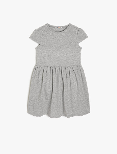 Koton Kız Çocuk Kısa Kollu Beli Büzgülü Orta Boy Elbise