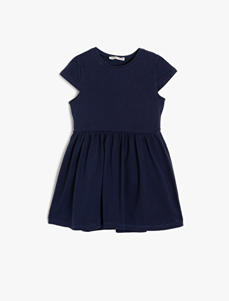 Koton Kız Çocuk Kısa Kollu Beli Büzgülü Orta Boy Elbise