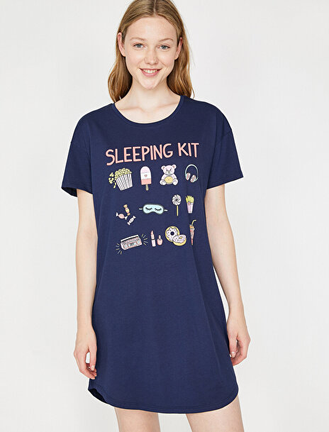 Koton Kadın Yazılı Baskılı Gecelik