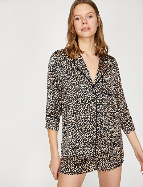 Koton Kadın Leopar Desenli Pijama Üstü