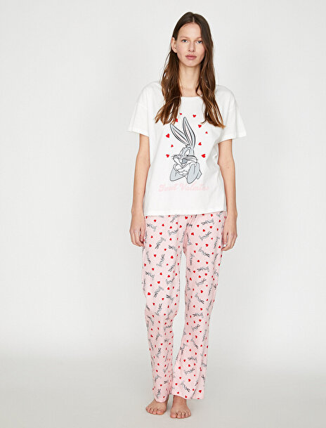 Koton Kadın Bugs Bunny Lisanslı Baskılı Pijama Takımı