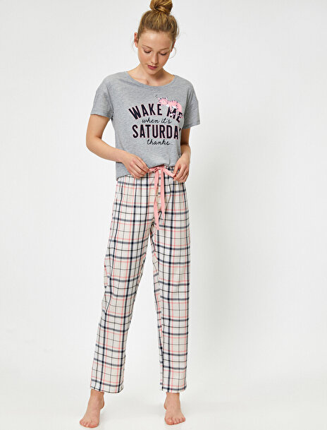 Koton Kadın Yazılı Baskılı Pijama Üstü