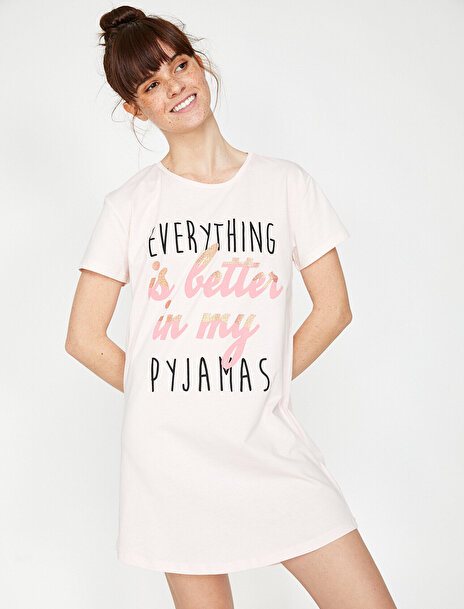 Koton Kadın Yazılı Baskılı Gecelik