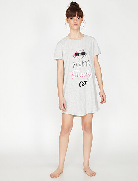 Koton Kadın Yazılı Baskılı Gecelik