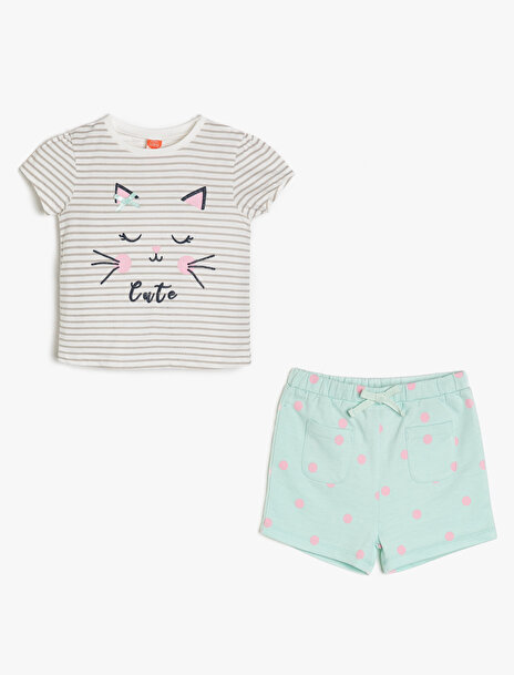 Koton Kız Çocuk Baskılı T-Shirt Seti