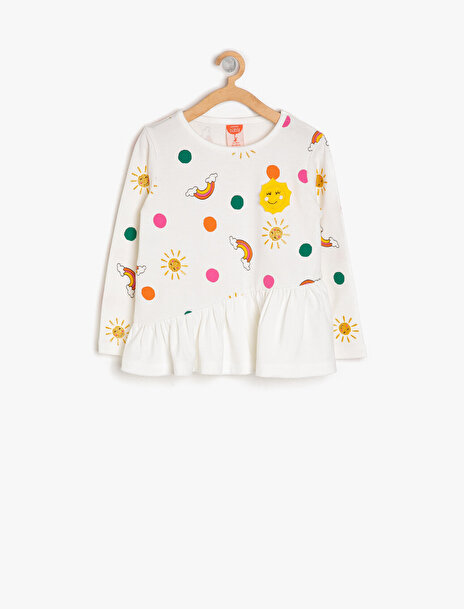Koton Kız Çocuk Fırfır Detaylı T-Shirt