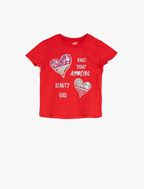 Koton Kız Çocuk Pul Detaylı Bisiklet Yaka %100 Pamuk Uzun Kollu Tişört