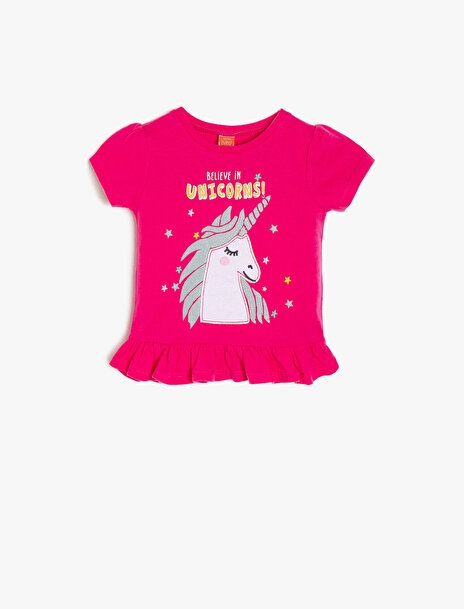 Koton Kız Çocuk Unicorn Yazılı Baskılı T-Shirt
