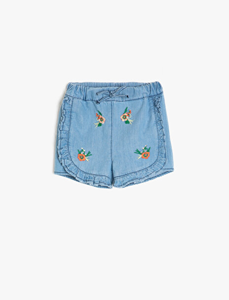 Koton Kız Çocuk İşlemeli Jean Şort