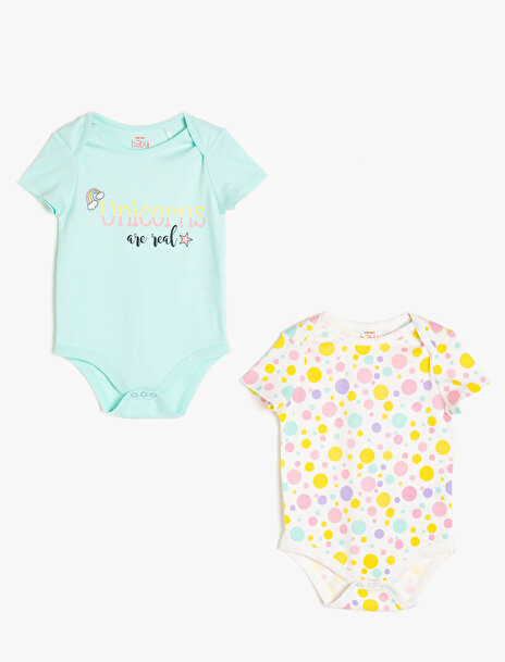 Koton Kız Çocuk 2'li Yazılı Baskılı Çıtçıtlı Zıbın