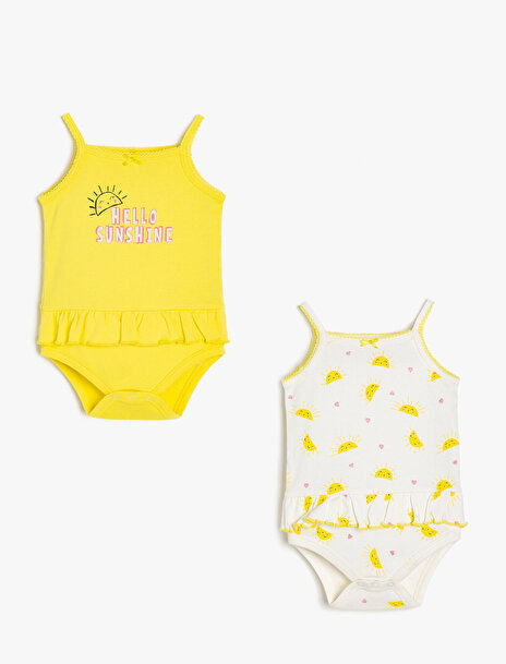 Koton Kız Çocuk 2'li Yazılı Baskılı Çıtçıtlı Zıbın